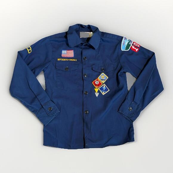 Other | Vintage Cub Scouts Bsa Shirt Youth Large Blue Boy Scouts Patch ...
